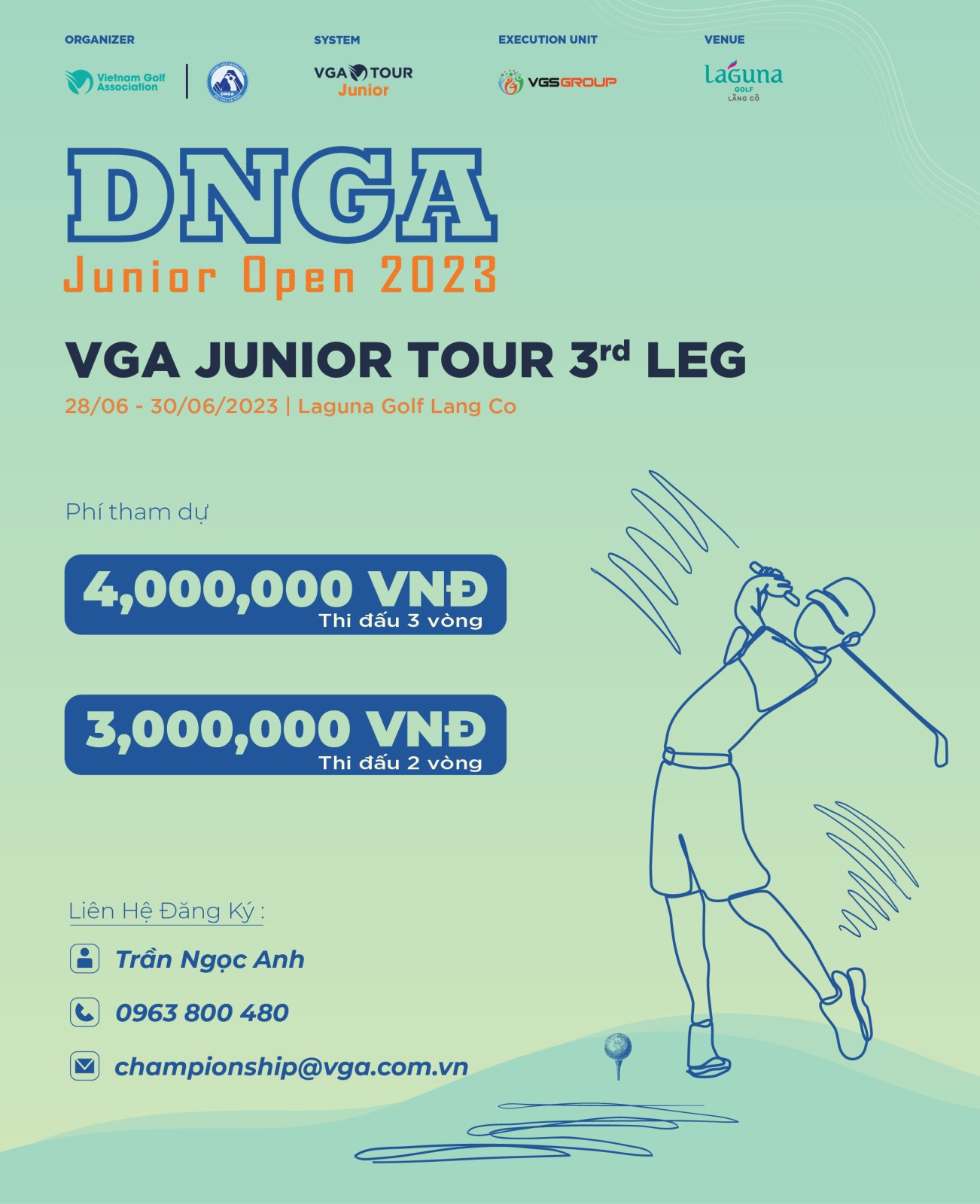 Công bố chặng 3 giải đấu VGA Junior Tour 3rd LEG – DNGA Junior Open 2023